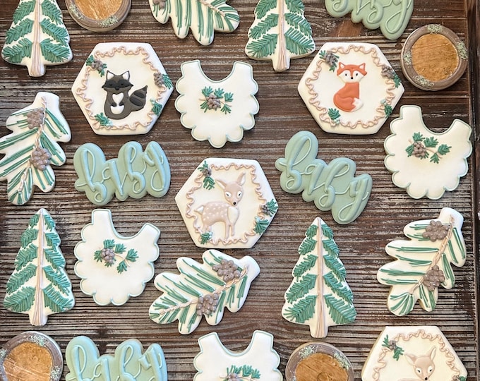 Baby Shower Royal Icing Cookies, Baby Woodland Royal Icing Cookies ...
