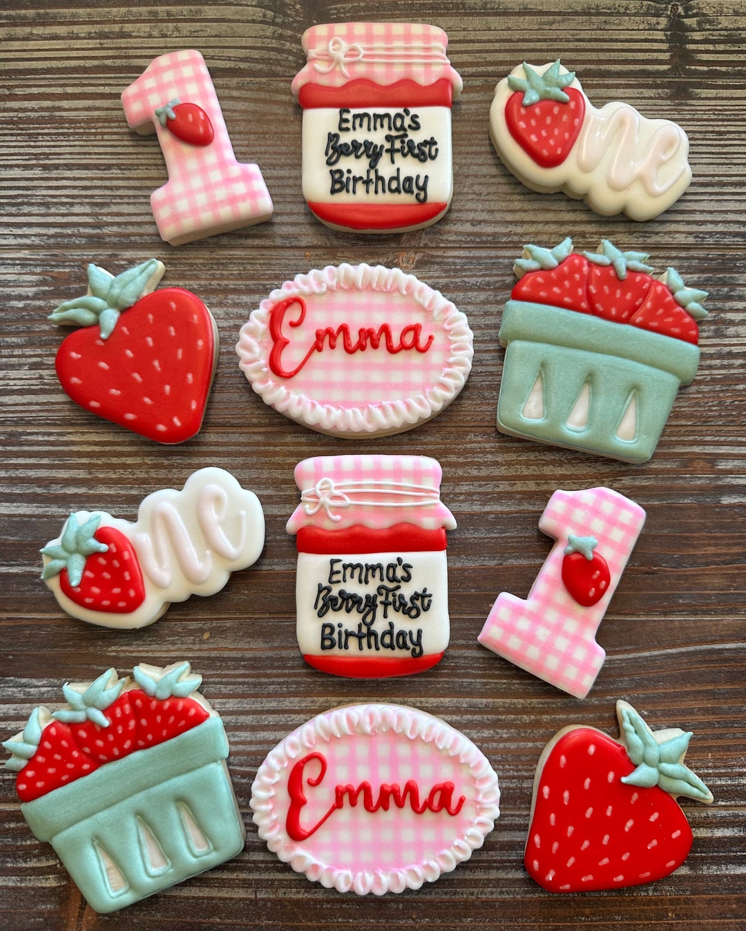 Berry First Birthday Sugar Cookies: Strawberry Royal Icing ...