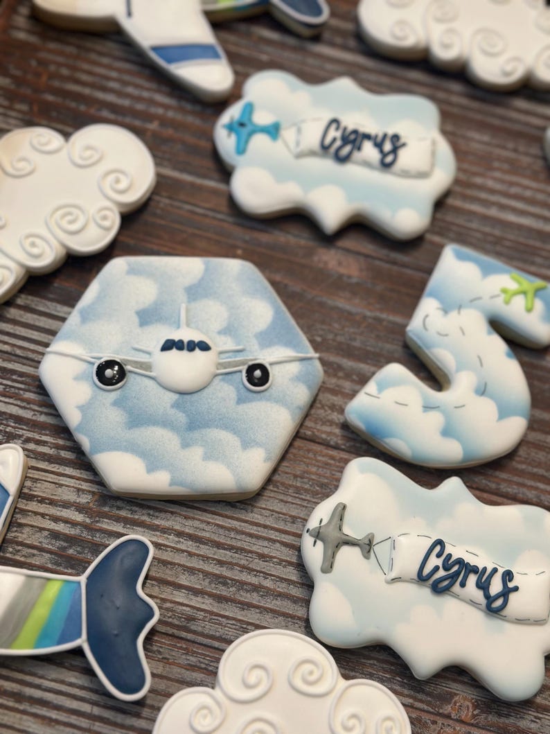 Airplane Sugar Cookies: Royal Icing, Birthday Party Favors (gluten ...