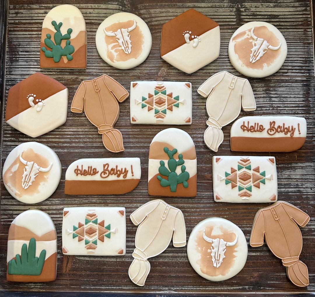 Southwestern Baby Shower Sugar Cookies: Royal Icing, Prairie, Desert ...