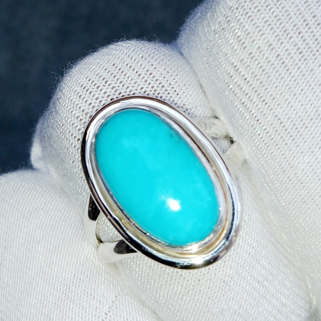 Arizona Turquoise Ring, 925 Sterling Silver Ring, Oval Turquoise Ring ...