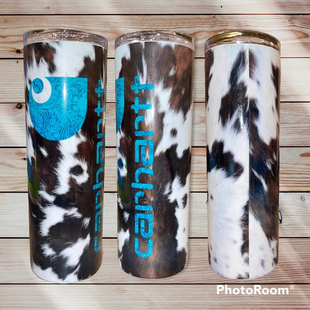 Cow Print Carhartt Tumbler - Etsy