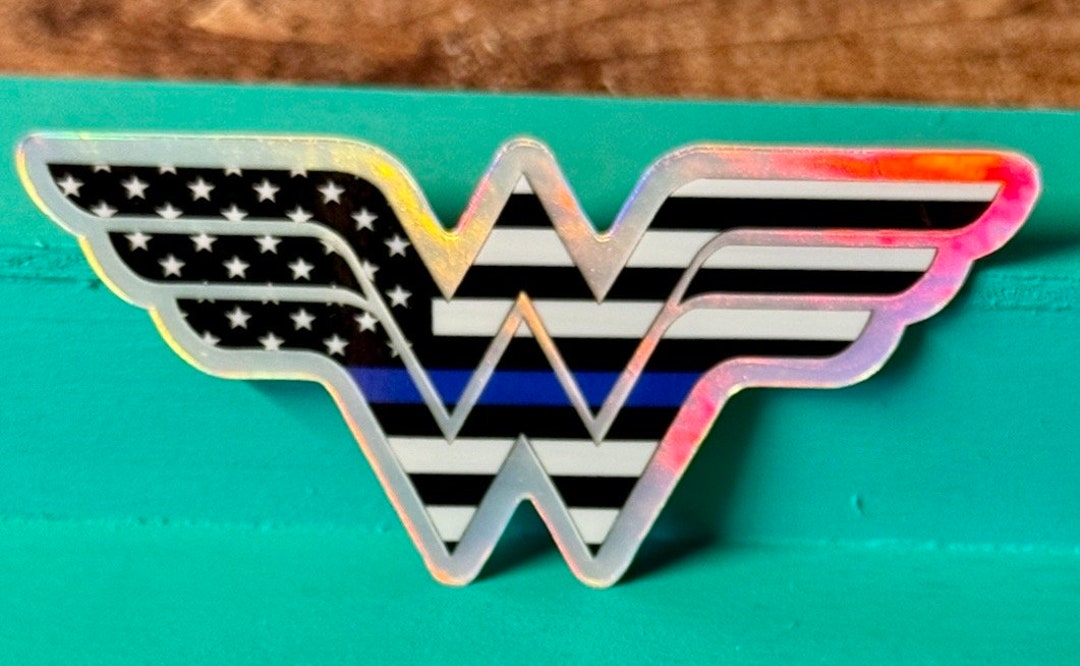 1st Responder Decal Police Woman Sticker Blue Line Holographic Sticker ...