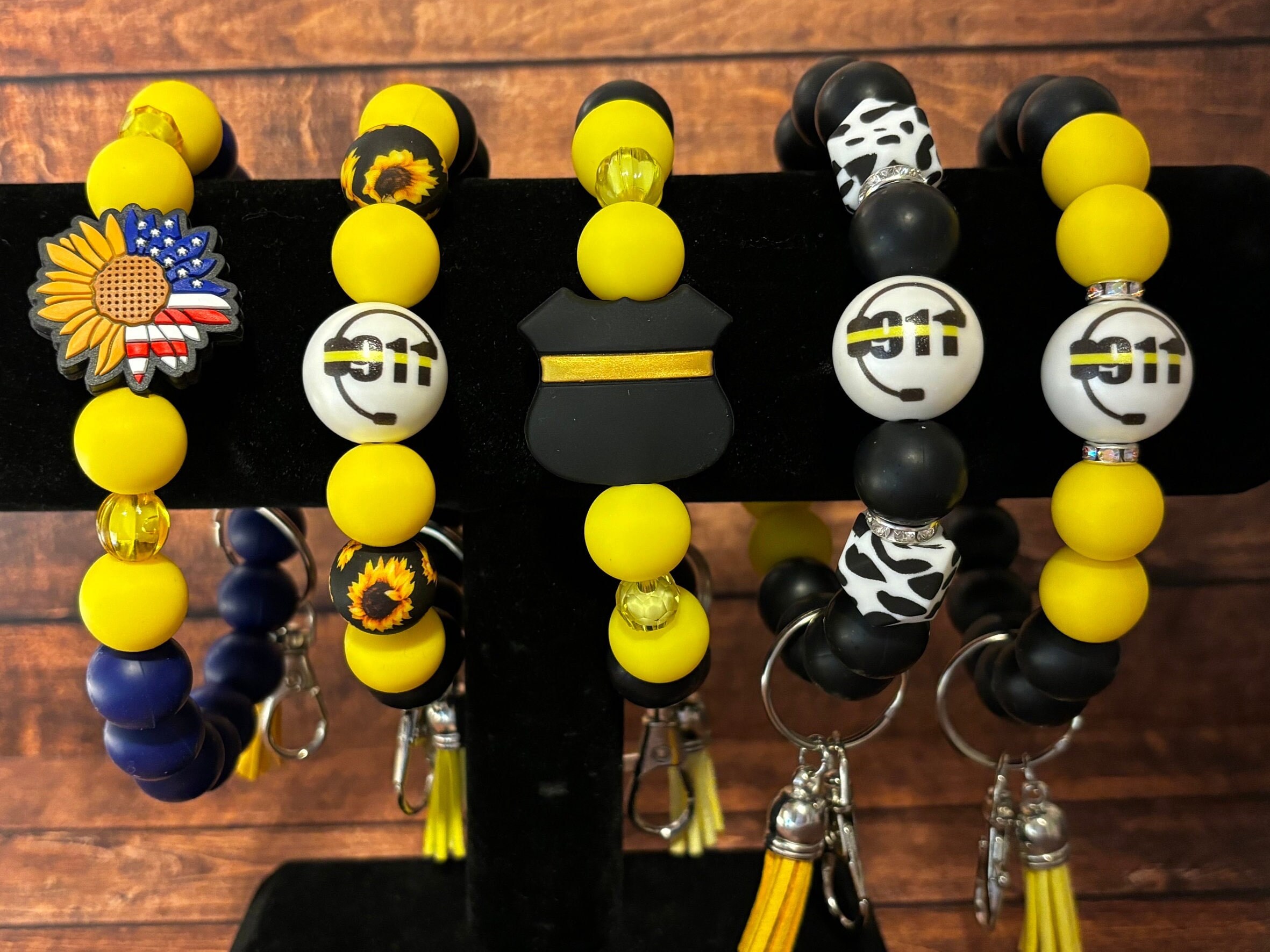 Beaded Bracelet for Dispatcher Yellow Line Wristlet 911 Wristlet ...