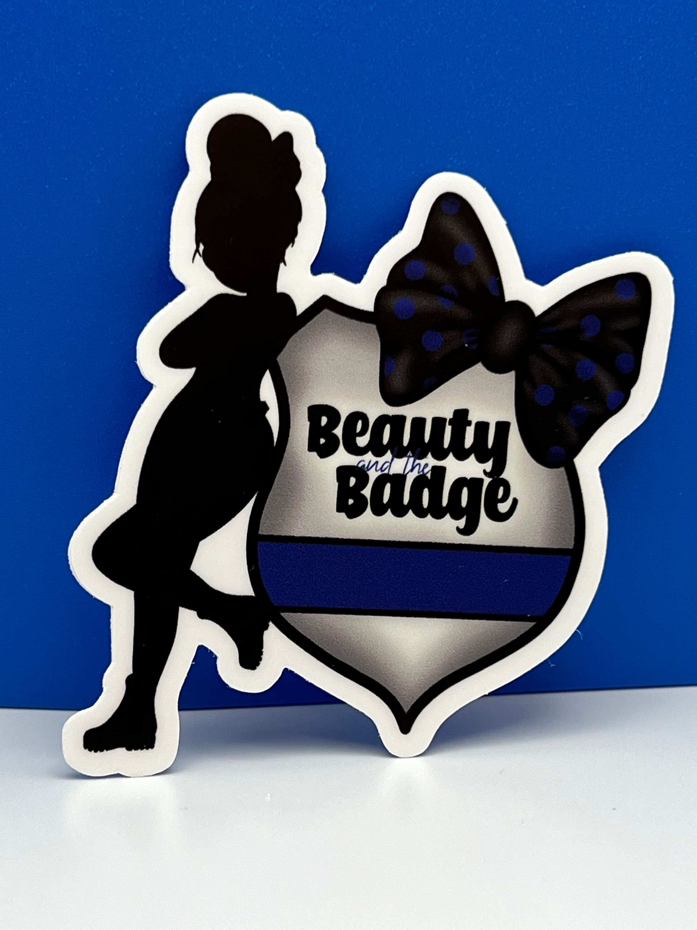 Beauty and Badge Silhouette 3x3 Decal Blue Line Female Officer Gift ...
