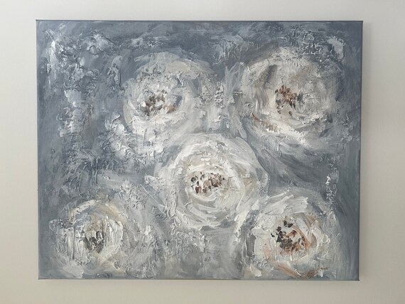 Abstract White Flower With Texture Paste | Etsy