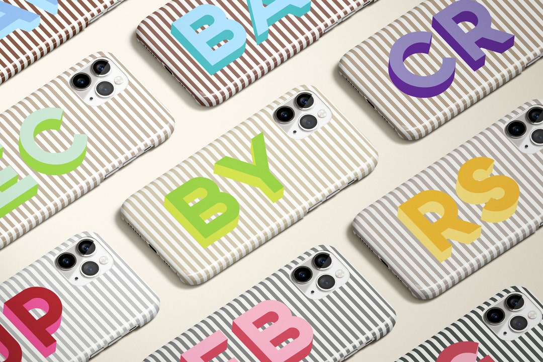 Colorful Mini Stripe Two Letter Monogram iPhone 15 Case Custom iPhone ...
