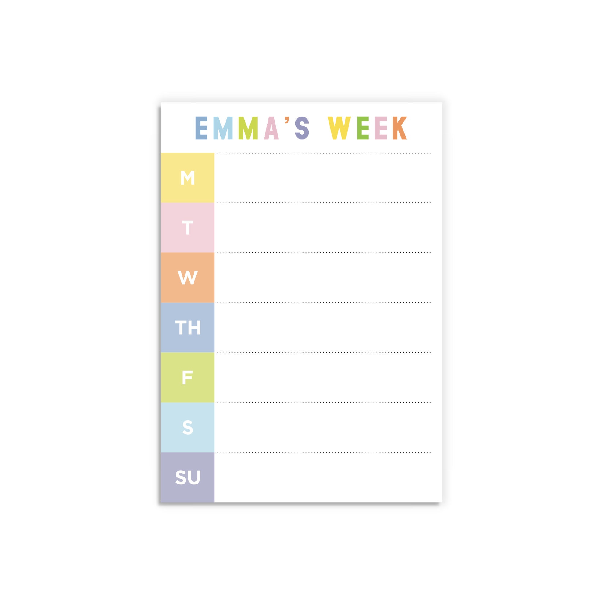Custom Weekly Planner Notepad Days of the Week Notepad - Etsy