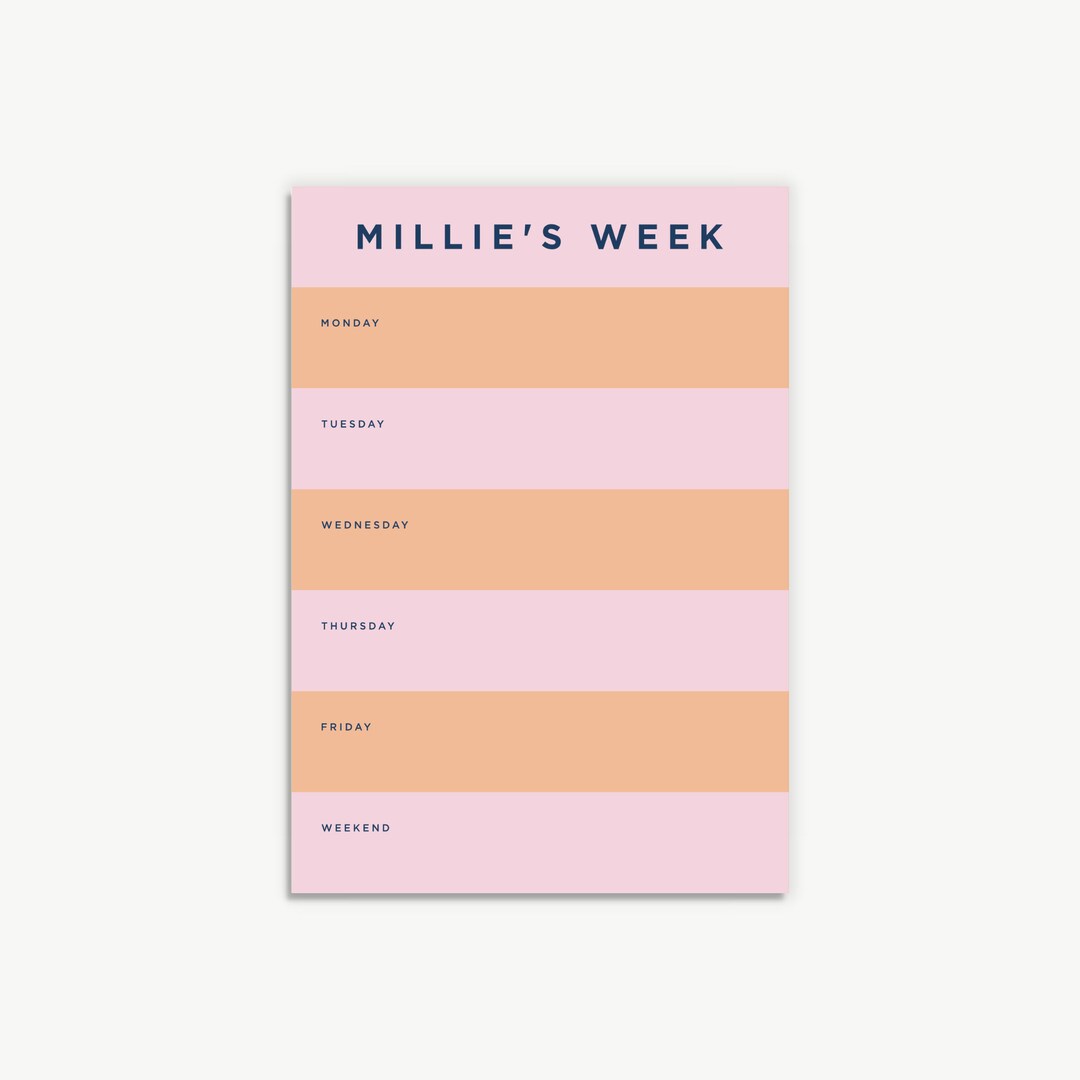 Personalized Weekly Planner Notepad, Days of the Week Notepad, Monogram ...
