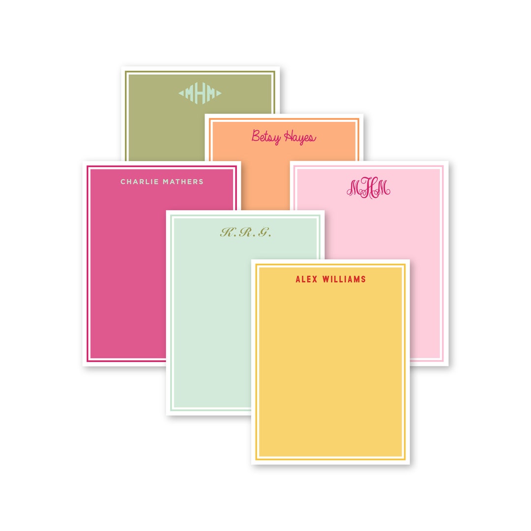 Colorful Notepad Set, Thick Card Stock, Stationery With Border ...