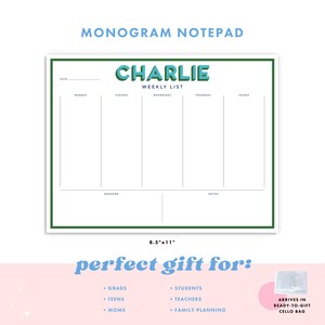 Custom Weekly Planner Notepad Days of the Week Notepad - Etsy