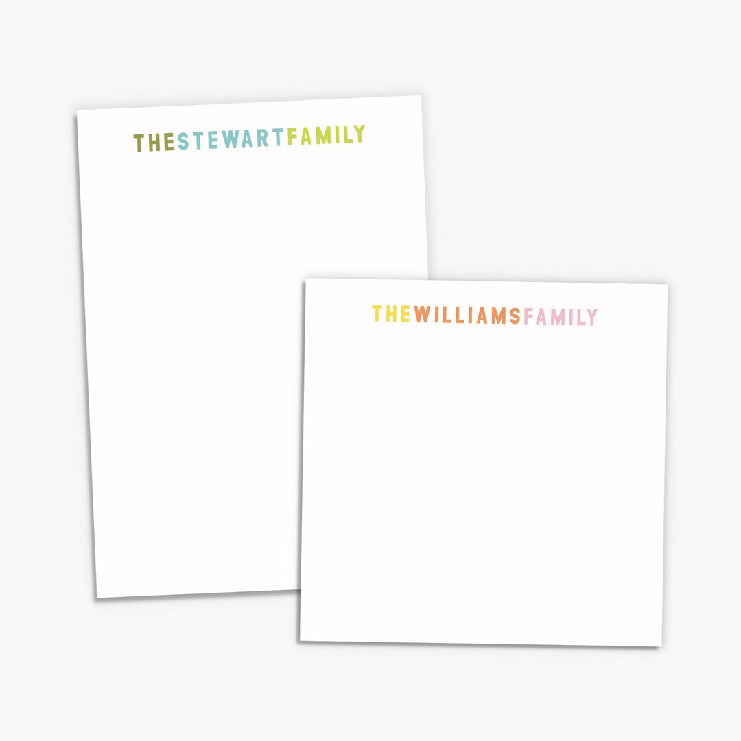 Personalized Name Notepad, Family Stationery, Family Notepad, Custom ...