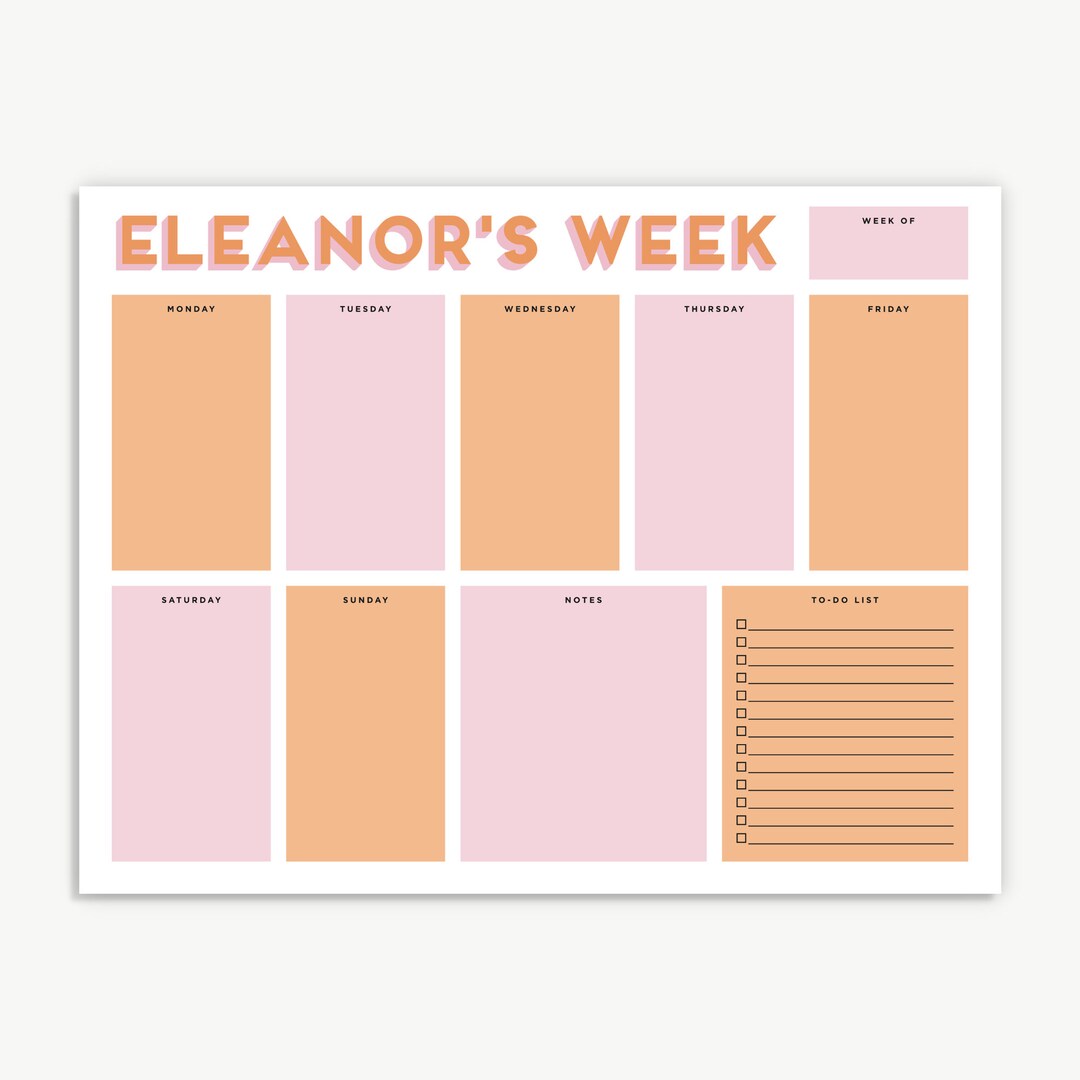 Custom 2024 Weekly Planner Notepad, Days of the Week Notepad, Monogram ...