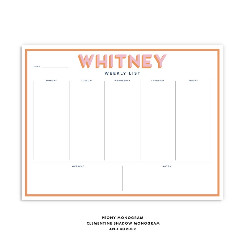 Custom Weekly Planner Notepad Days of the Week Notepad - Etsy