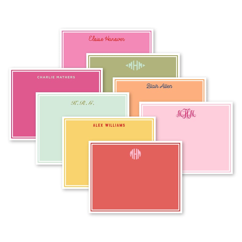 Colorful Stationery, Custom Note Card Set, Thick Cardstock, Envelopes ...