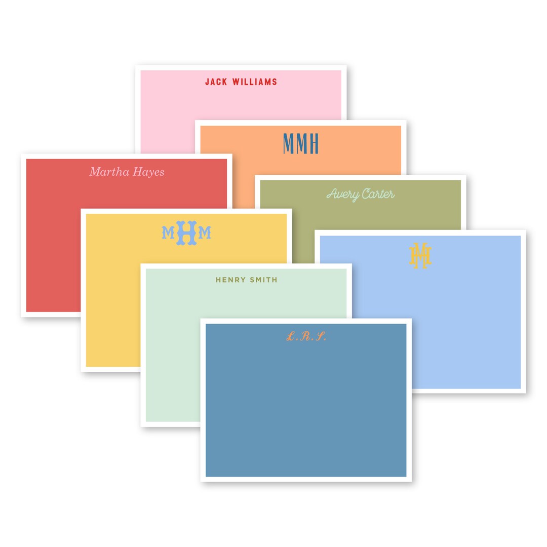 Colorful Stationary, Custom Note Card Set, Thick Cardstock ...