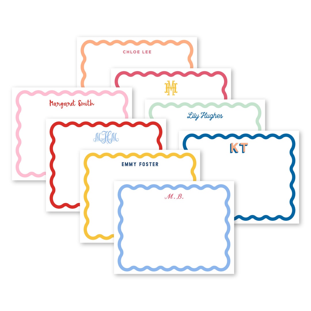 Personalized Notecard Set, Monogram Flat Cards, Set of Flat Cards ...