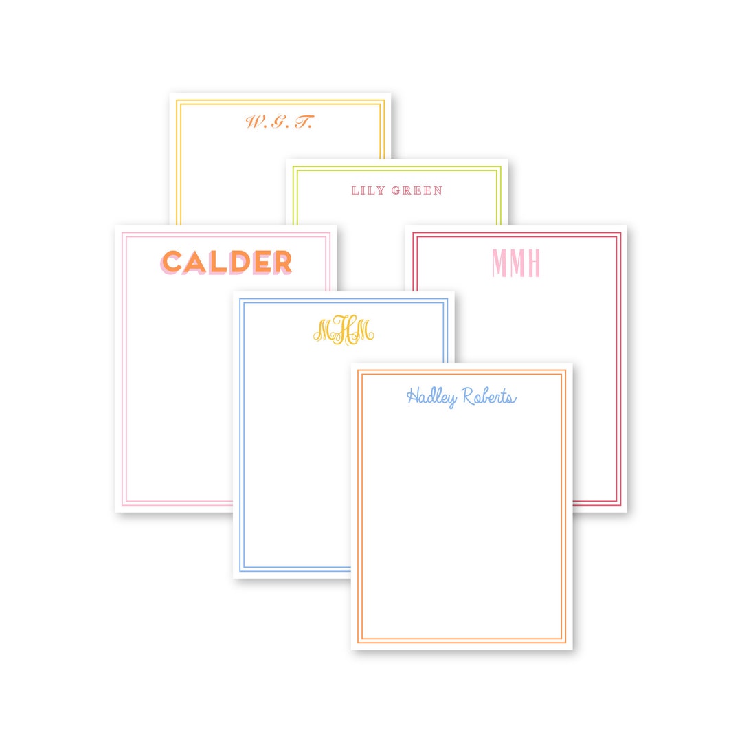 Monogram Notepad Set, Housewarming Gift, Colorful Stationery, Grad Gift ...