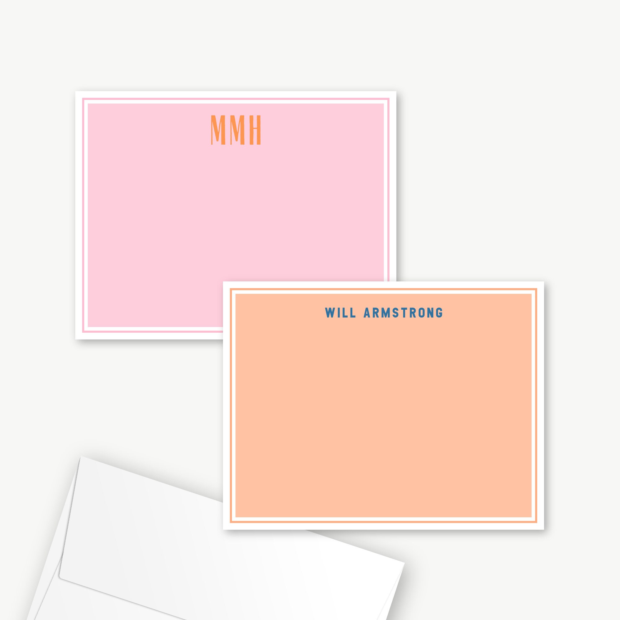 Colorful Stationery, Custom Note Card Set, Thick Cardstock, Envelopes ...
