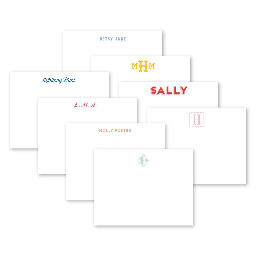 Monogram Notecard Set, Classic Stationery, Monogram Flat Cards ...