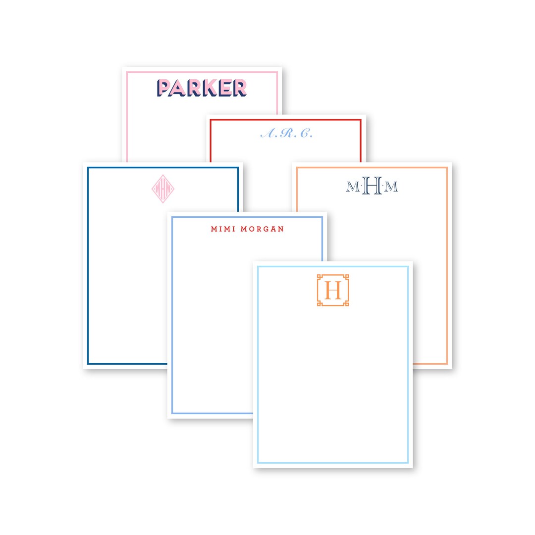 Monogram Notepad Set, Colorful Stationery, Monogram Stationary, Teacher ...