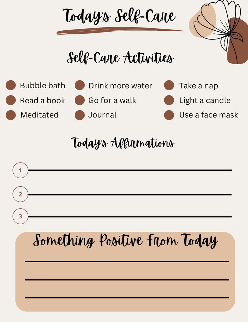 Self-care Sheet Digital Download - Etsy