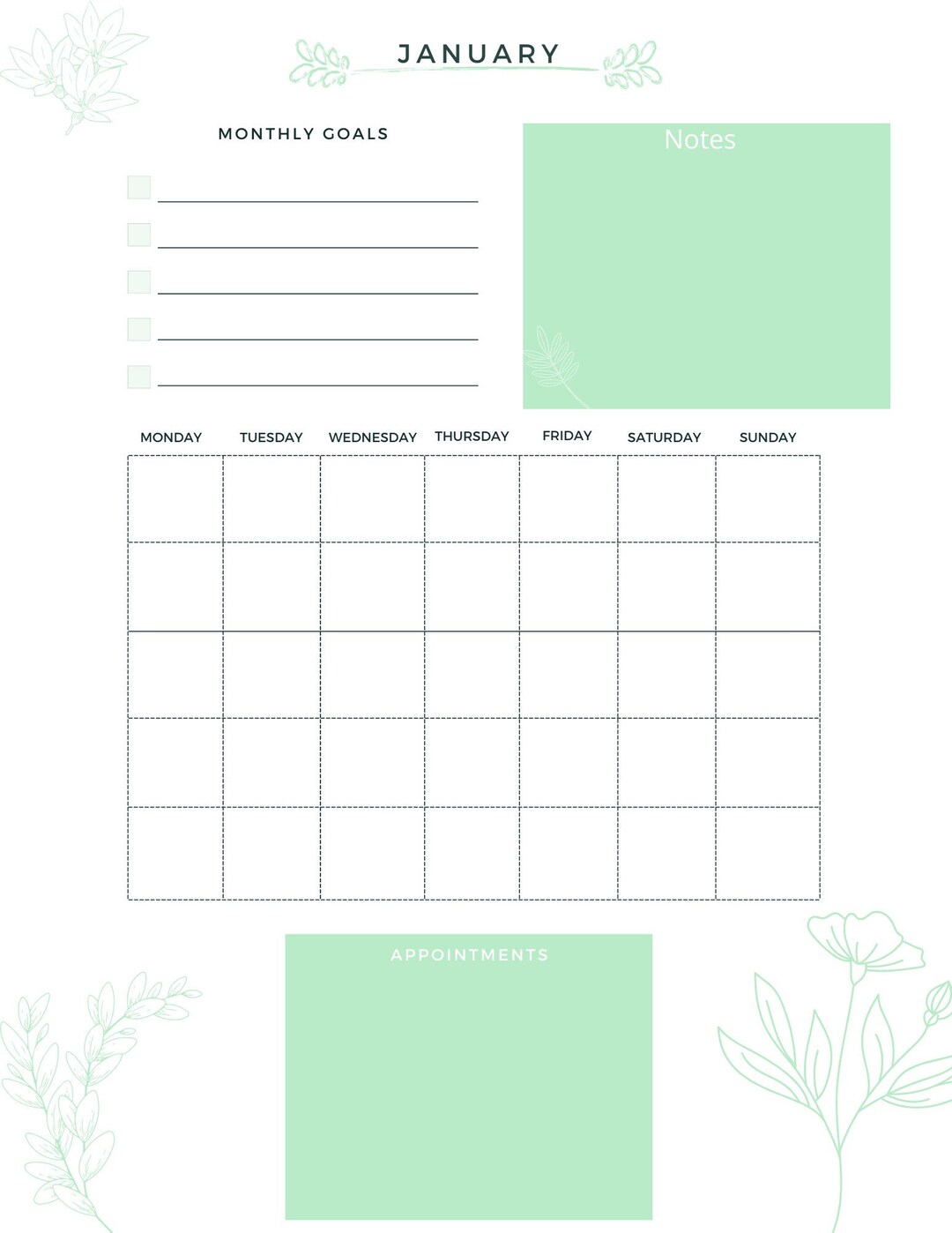 Digital Calendar - January Through December - Etsy
