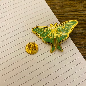 Luna Moth Enamel Pin Gold-tone Lapel Pin - Etsy