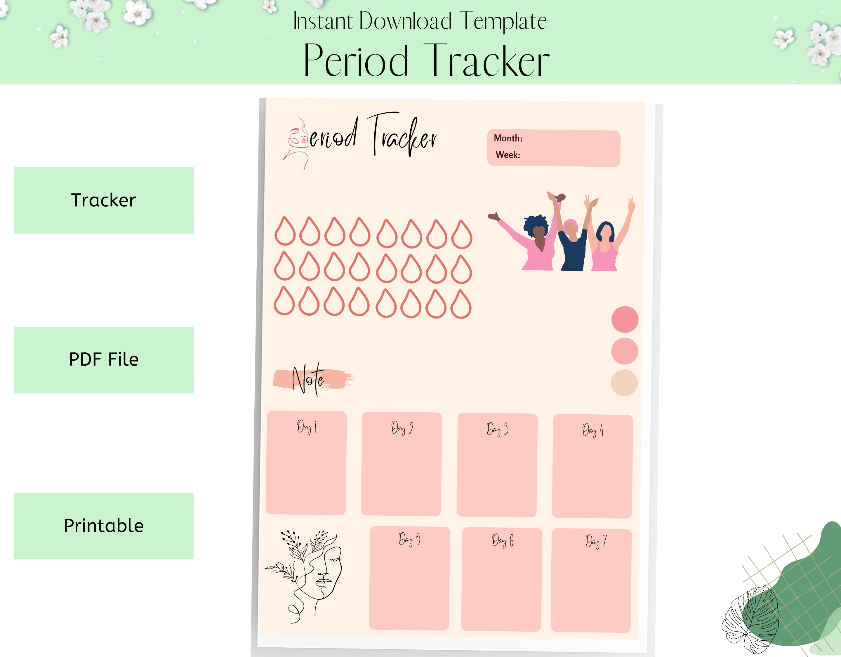 Pinky Period Tracker Template Printable Instant Download - Etsy