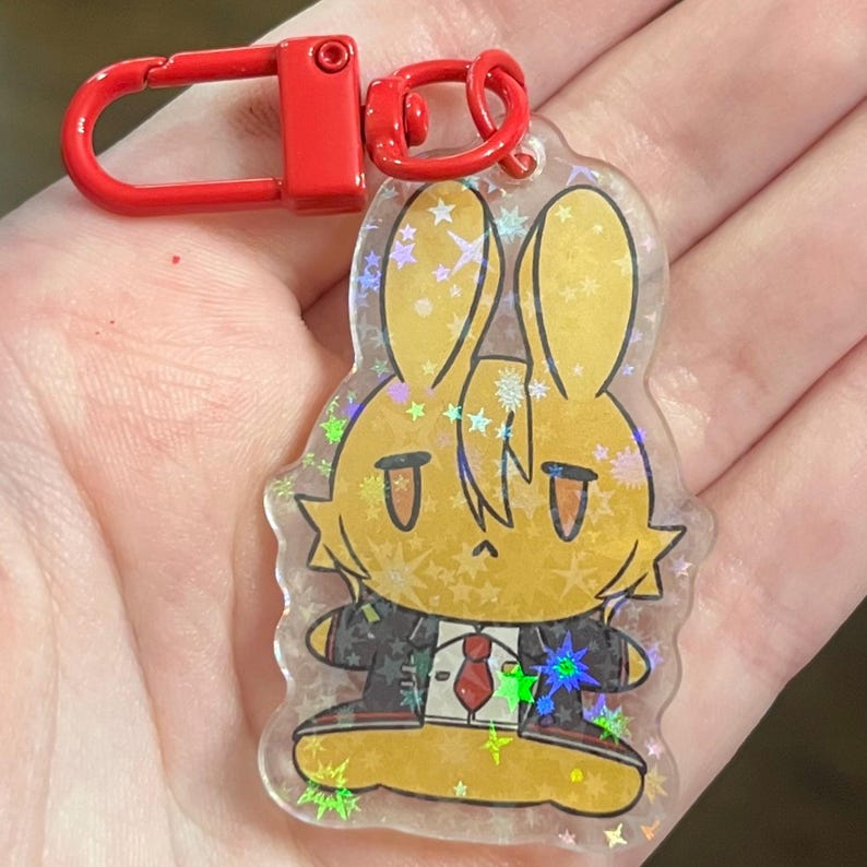 Limbus Company 2” Bunny Clear Stickers & Holographic Acrylic Charms - Etsy