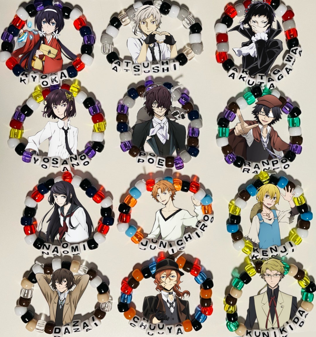 BSD Bungo Stray Dogs Beaded Kandi Bracelets - Etsy