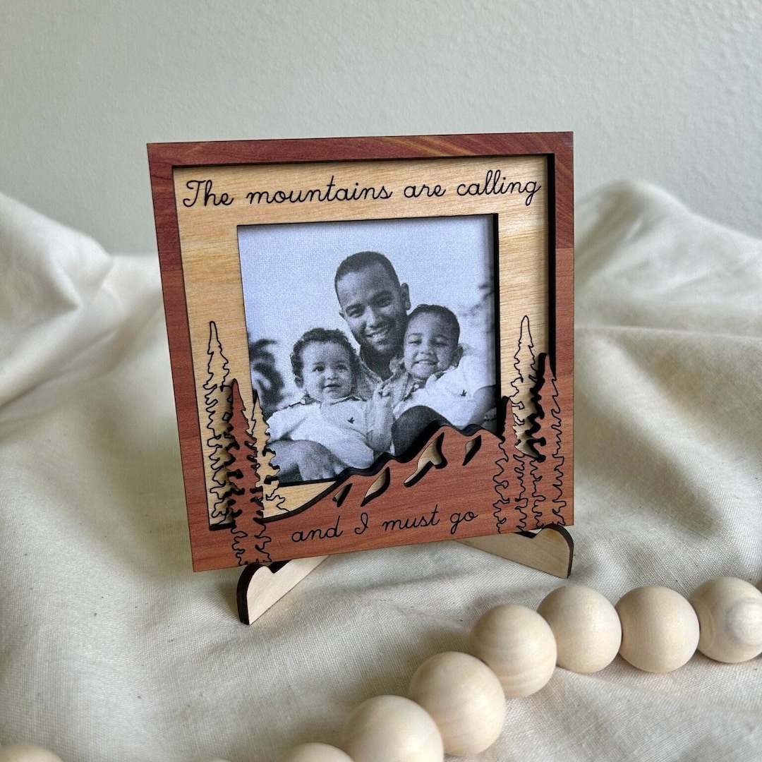 Mountain Outdoors Themed Small Wooden Photo Frame | Father's Day Gift ...