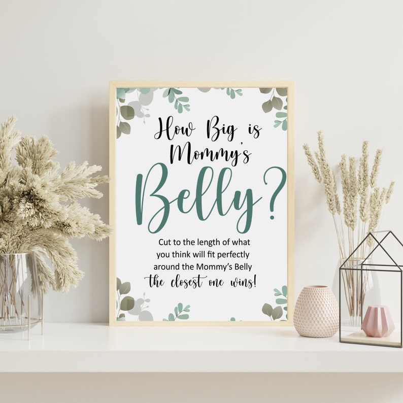 How Big is Mommy's Belly Baby Shower Game Sign and Cards, Guess the ...