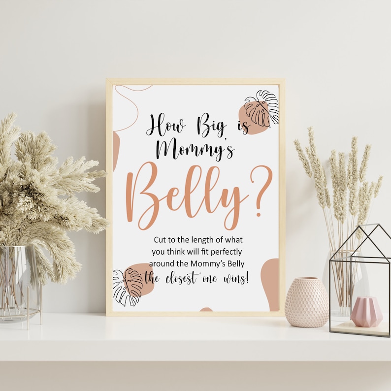 How Big is Mommy's Belly Baby Shower Game Sign and Cards, Guess the Belly Size Game, Belly ...