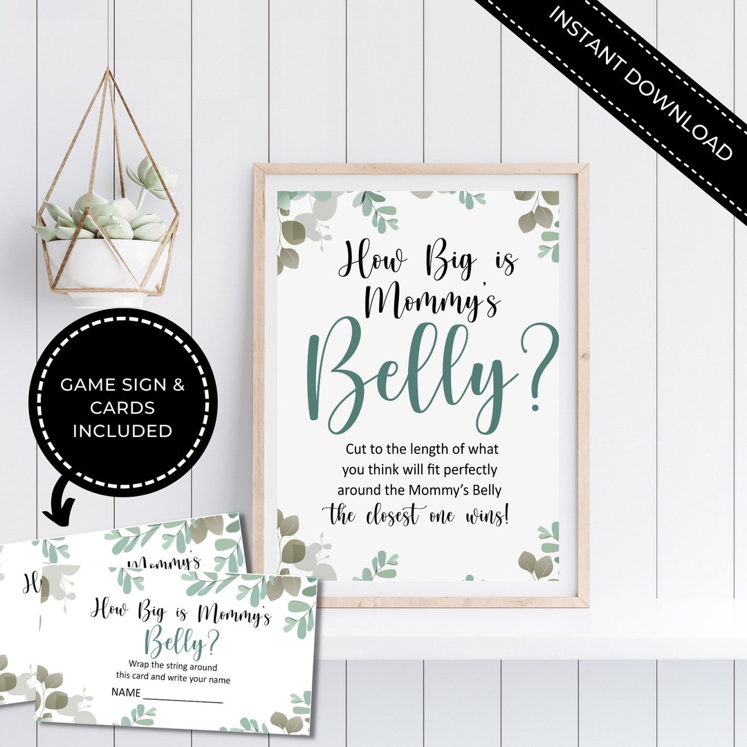 How Big is Mommy's Belly Baby Shower Game Sign and Cards, Guess the ...
