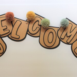 Rainbow Boho Welcome Banner Rainbow Pom Pom Welcome Banner Earth Tone ...