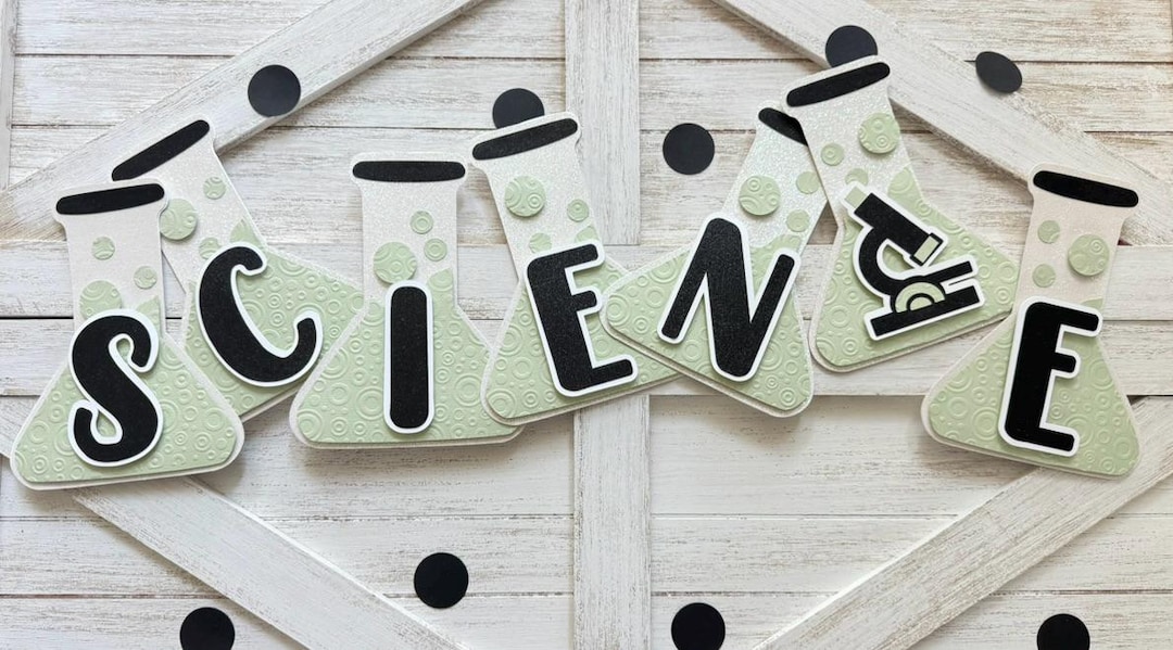 Light SAGE-BLACK SCIENCE Classroom Decor Banner-welcome Back to School ...