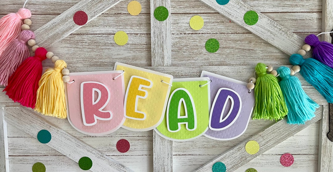 READ CLASSROOM Rainbow TASSEL Banner Decor-book Lover Banner-back to ...