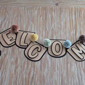 Rainbow Boho Welcome Banner | Rainbow Pom Pom Welcome Banner | Earth ...