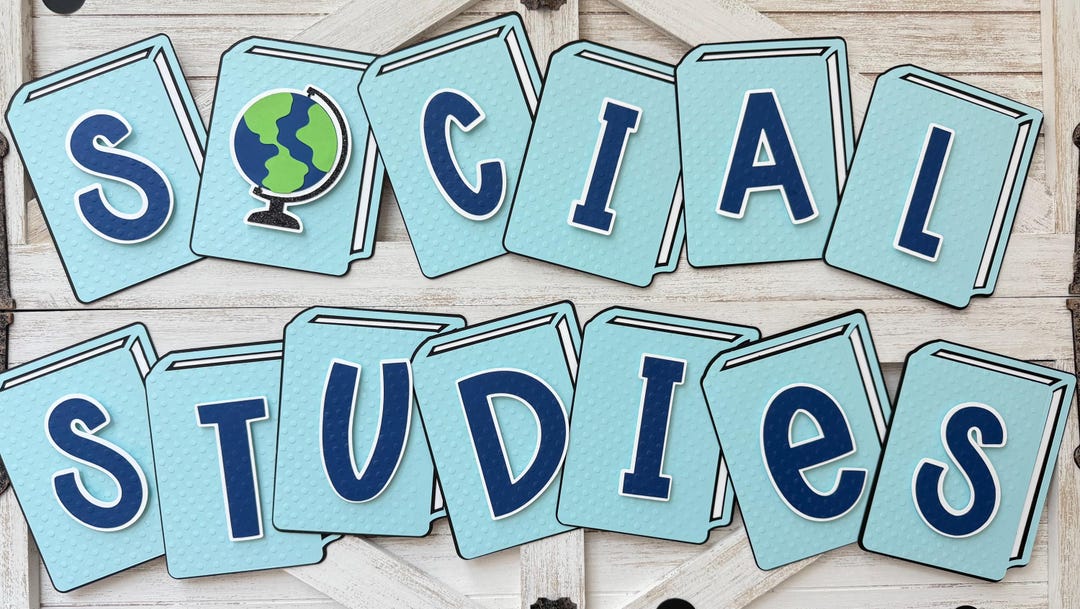 SOCIAL STUDIES Classroom Book Banner/blue Classroom Banner/elementary ...