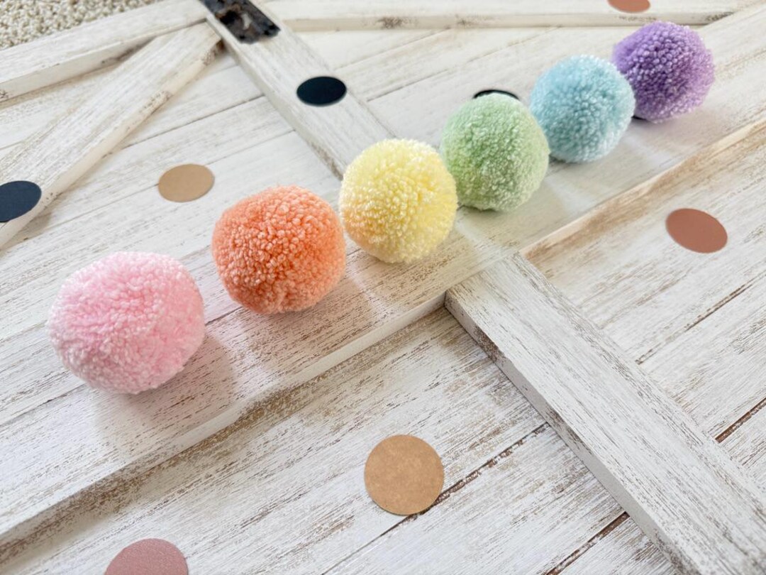 PASTEL Pompom Rainbow MAGNETS (set of 6)/rainbow Pom Magnets/fridge ...