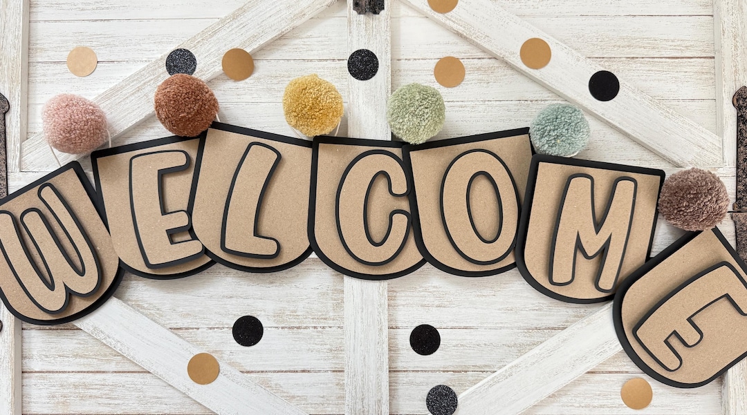 Rainbow Boho Welcome Banner | Rainbow Pom Pom Welcome Banner | Earth ...