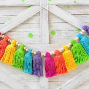 Bright Rainbow Tassel Garland-classroom Decor-playroom and Birthday ...
