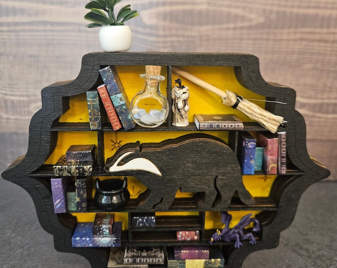 Badger House Wizard School Miniature Shelf - Etsy
