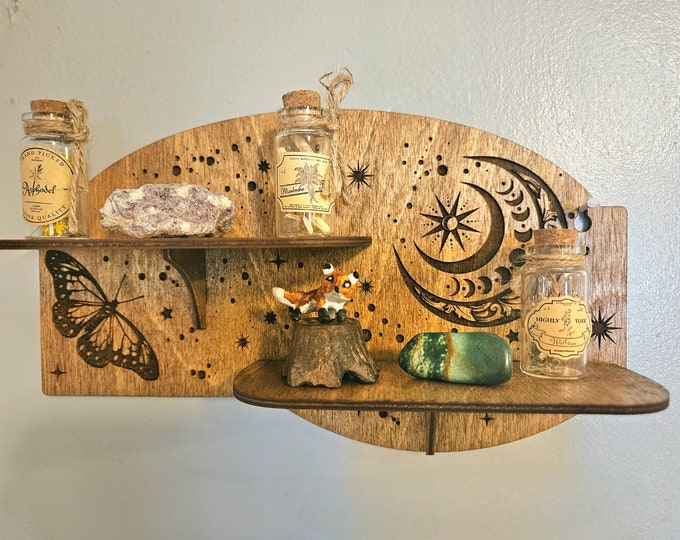 Celestial Wooden Double Wall Shelf - Etsy