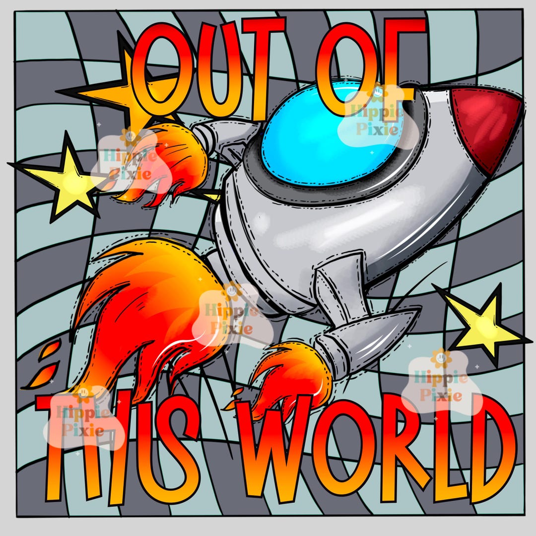 Retro Checker Out of This World Rocket Ship PNG, Space PNG, Spaceship ...