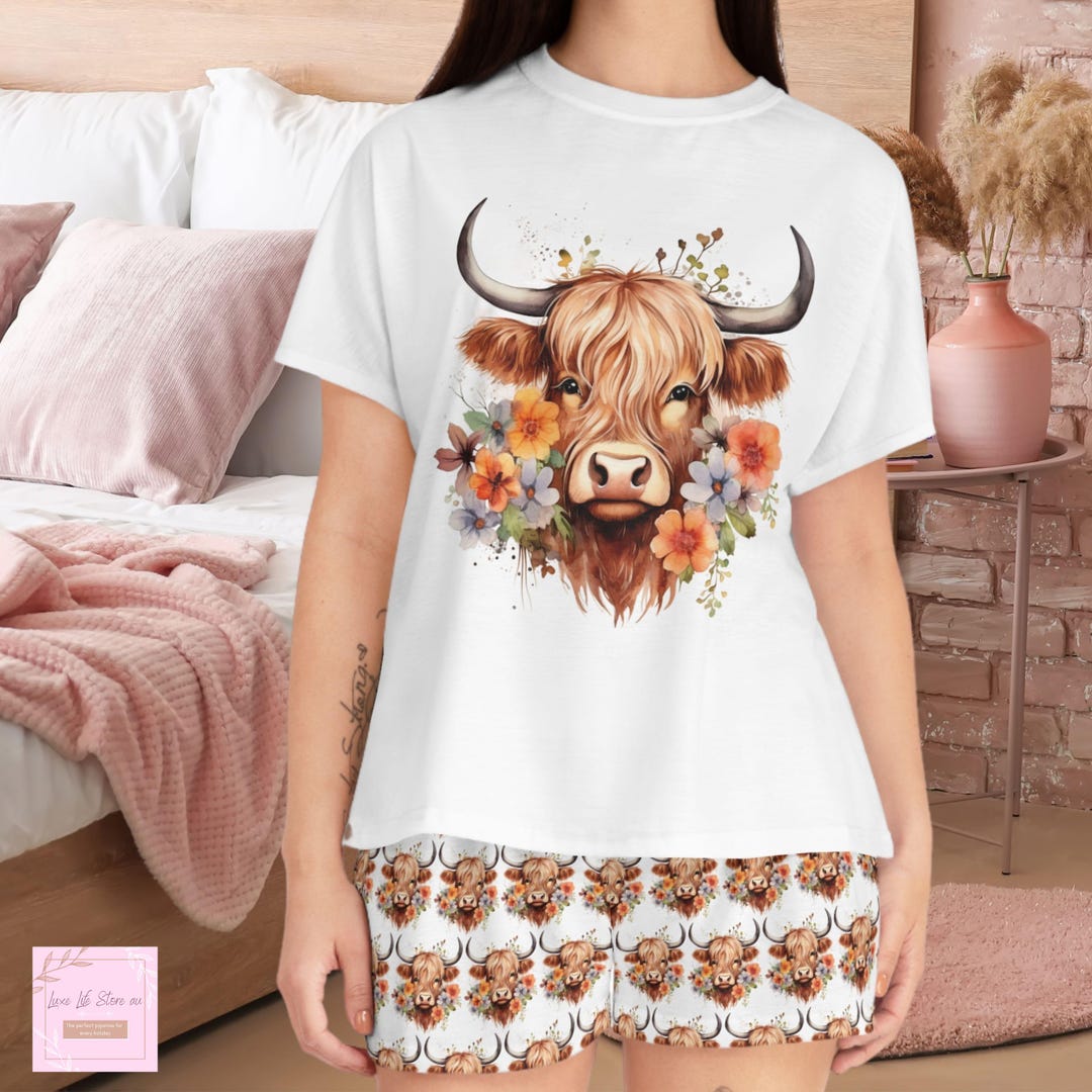 Cow Pajama Set Cute Highland Cow Pjs, Country Western Pyjamas, Pyjama ...