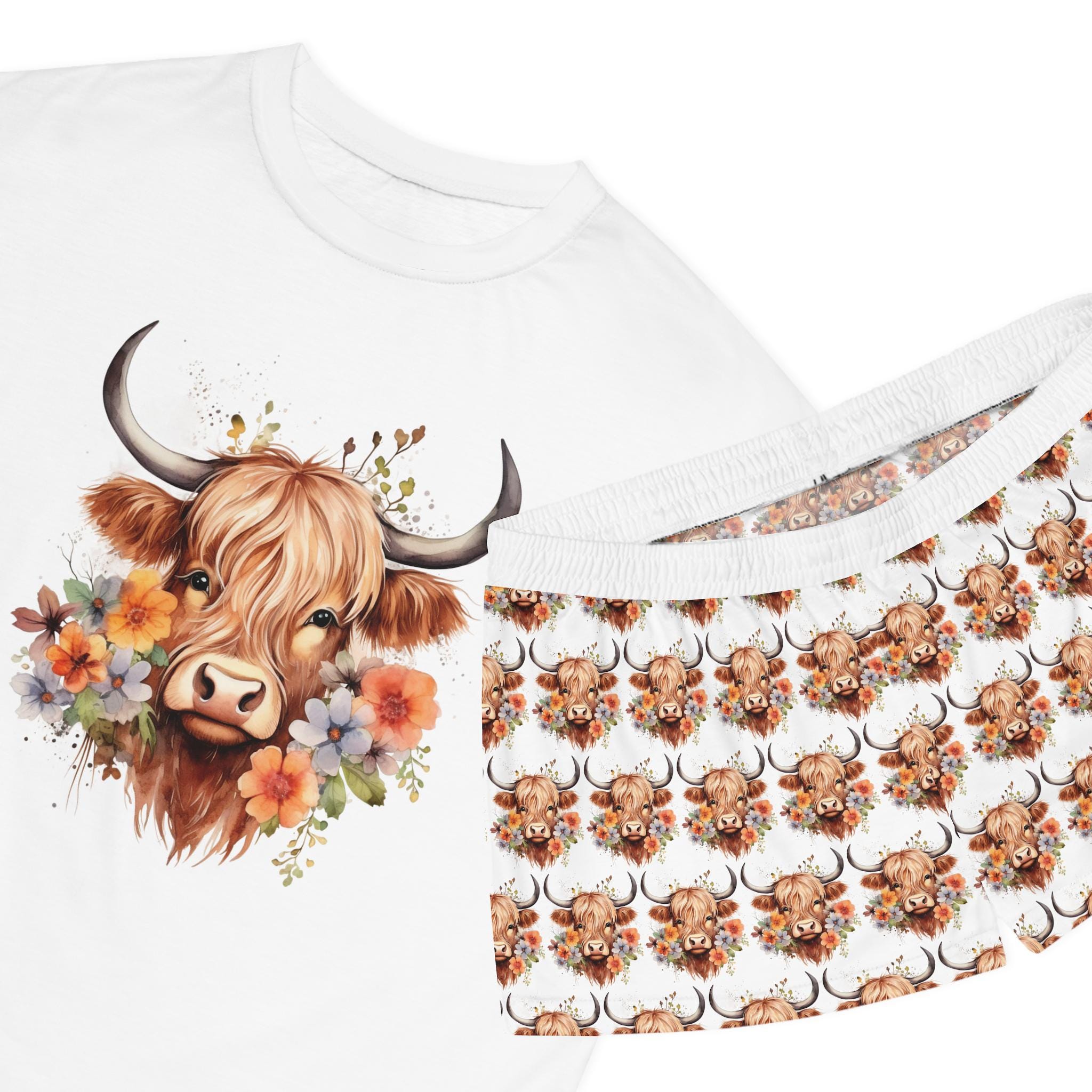 Cow Pajama Set Cute Highland Cow Pjs, Country Western Pyjamas, Pyjama ...