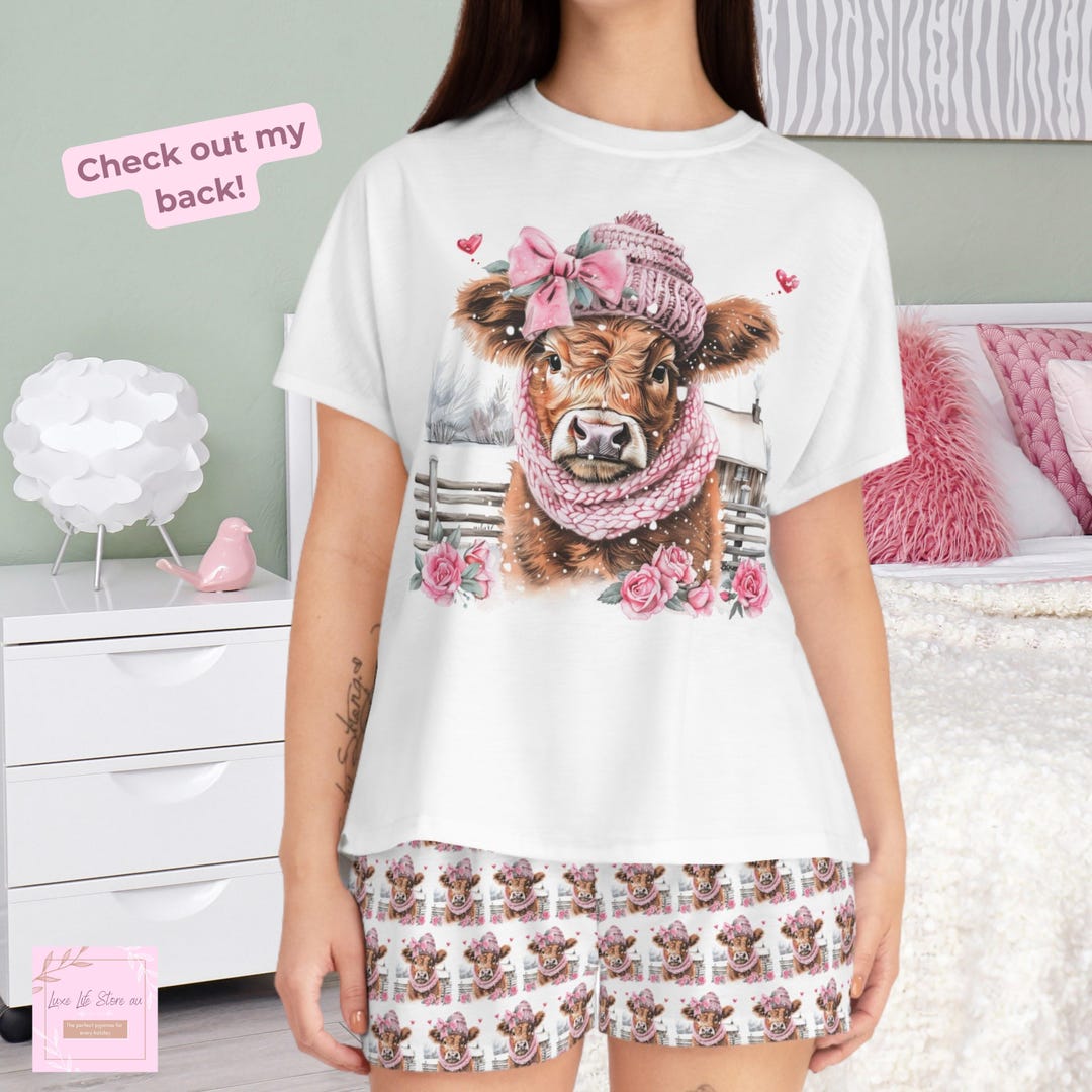 Pajama Set Cute Highland Cow Pjs, Valentines Pyjamas, Pyjama Set ...