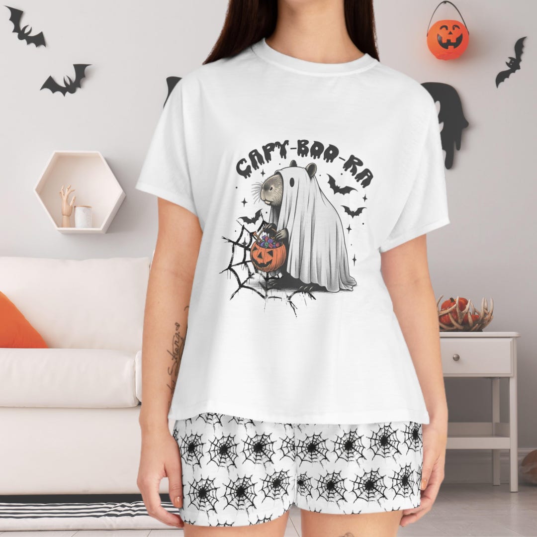 Pajama Set Cute Halloween Capybara Ghost Halloween Pjs, Pyjama Set ...